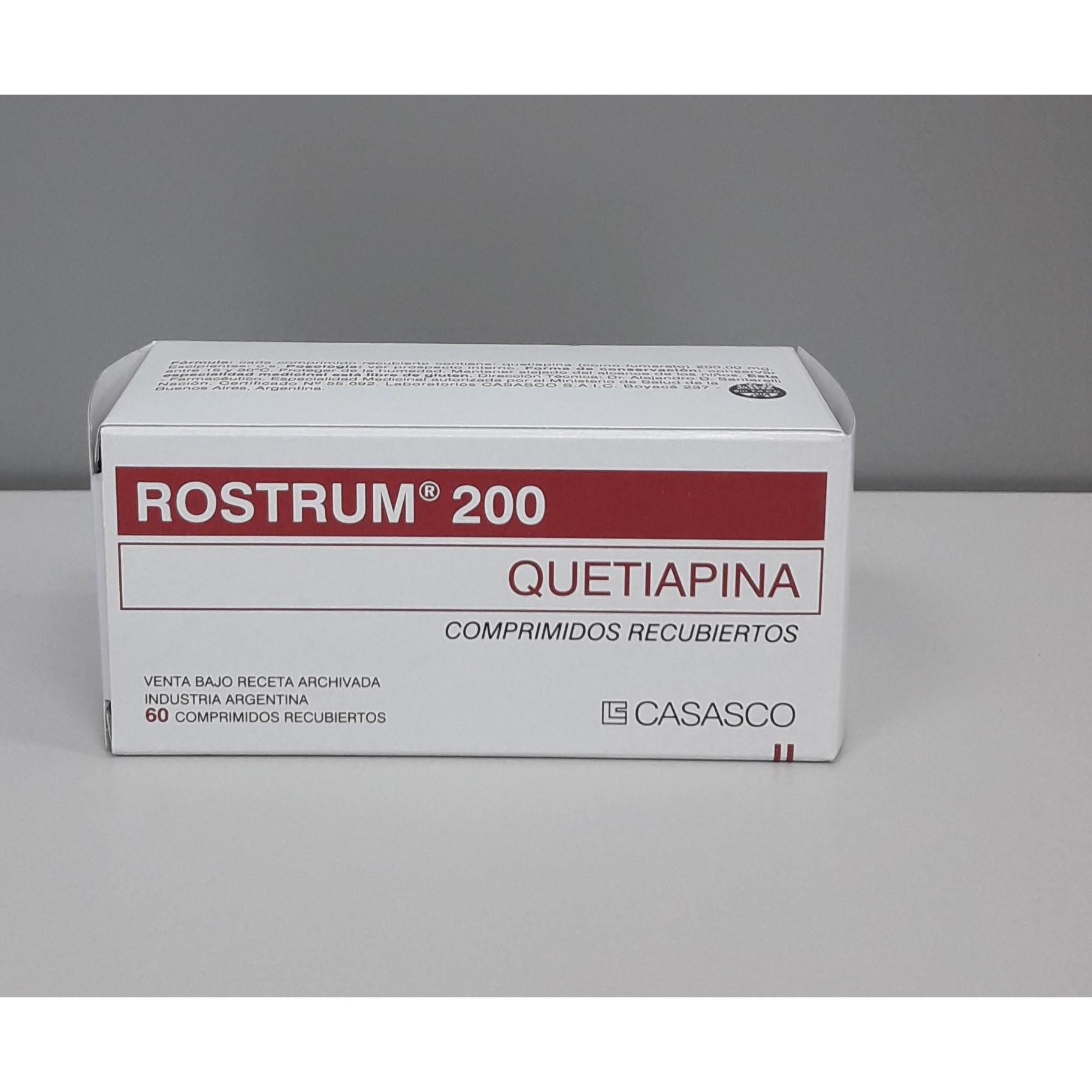 Rostrum Quetiapina 200 mg Casasco Caja x 60 Comprimidos
