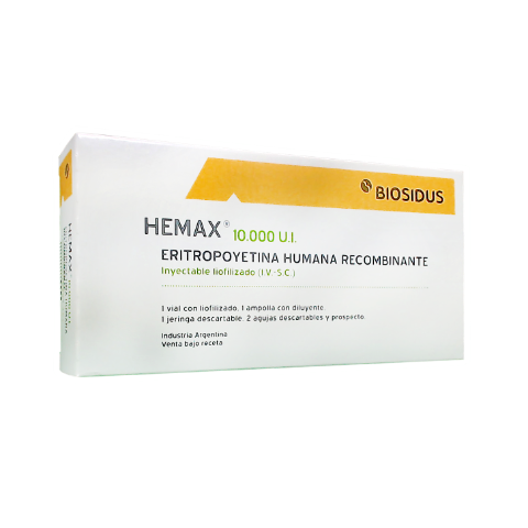 Hemax Eritropoyetina Humana 10000 UI Biosidus 1 und Polvo Liofilizado ...
