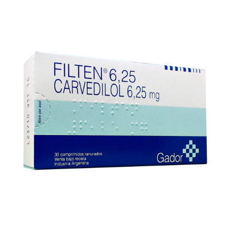Filten Carvedilol 6,25 mg Gador Caja x 30 Comprimidos