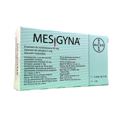 Mesigyna Noretesterona + Estradiol 50mg/5mg Bayer Ampolla x 1 ml Inyectable