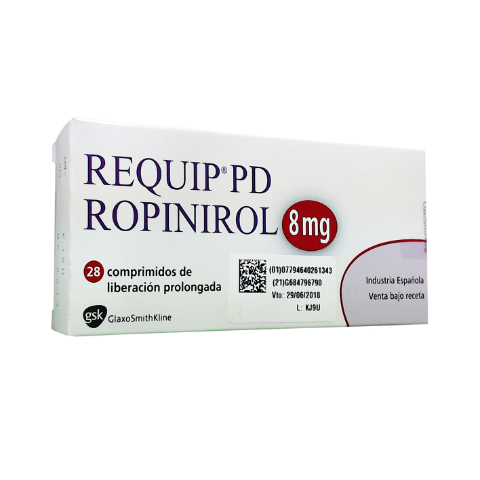 Requip Ropinirol 8 mg GSK Caja x 28 Comprimidos