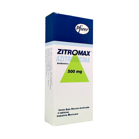 Zitromax Azitromicina 500 mg Pfizer Caja x 3 Comprimidos