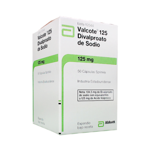 Valcote Sprinkle Valproato de Sodio 125 mg Abbott Caja x 50 Cápsulas