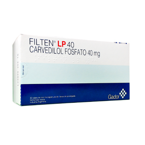 Filten Lp Carvedilol fosfato 40 mg Gador Caja x 30 Cápsulas